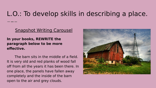 Descriptive Snapshot Writing - Describing Places Carousel - Lessons 3 ...