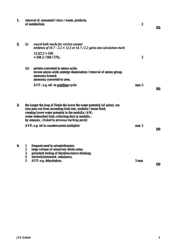 A LEVEL BIOLOGY - HOMEOSTASIS AND THE KIDNEYS EXAM QUESTIONS | Teaching ...