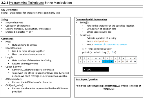 2.2 Programming Techniques Summary Sheets | Teaching Resources