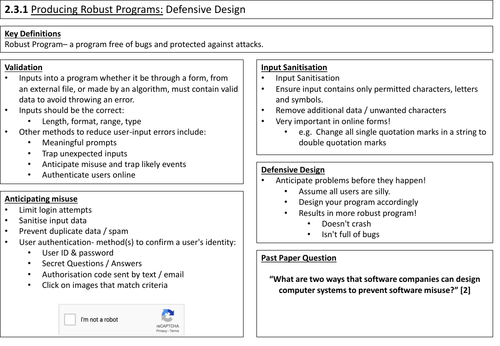 2.3 Producing Robust Programs Summary Sheet | Teaching Resources 2.3 Producing Robust Programs Summary Sheet | Teaching Resources