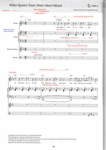 Killer Queen - Analysis Helper | Teaching Resources