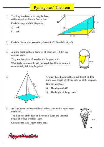 Pythagoras Theorem For GCSE - 4 Worksheets with answers | Teaching ...
