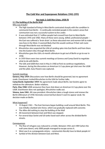 Revision notes for Superpower Relations and the Cold War GCSE ...