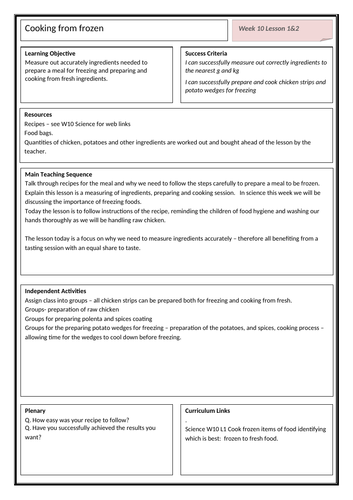 KS 2 Science Cooking from frozen | Teaching Resources