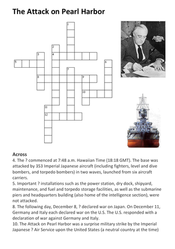 The Attack on Pearl Harbor Crossword | Teaching Resources