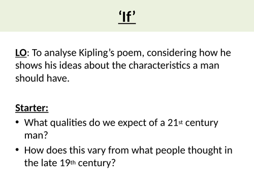 If by Rudyard Kipling | Teaching Resources