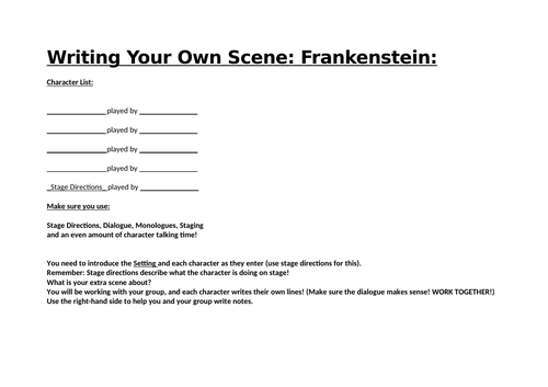 Full Unit of Work for Frankenstein by Philip Pullman | Teaching Resources