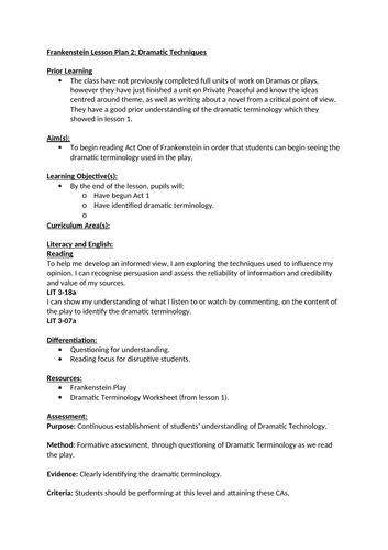 Full Unit of Work for Frankenstein by Philip Pullman | Teaching Resources