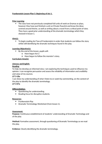 Full Unit of Work for Frankenstein by Philip Pullman | Teaching Resources
