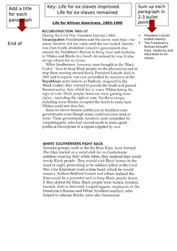 Life for African Americans after Slavery | Teaching Resources