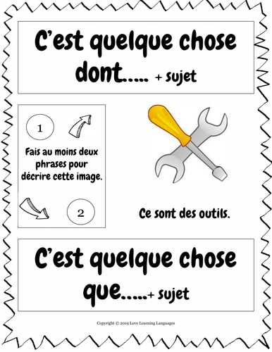 French relative pronouns QUE - QUI - OÙ - DONT: 140 practice cards ...