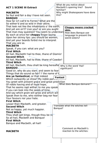 Macbeth Act 1 Scene 3 Lesson | Teaching Resources