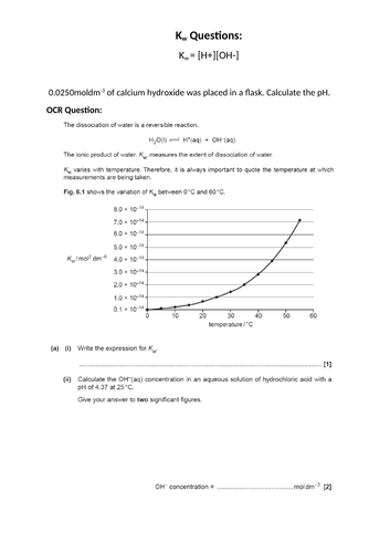 A LEVEL CHEMISTRY - Kw EXAM QUESTIONS | Teaching Resources