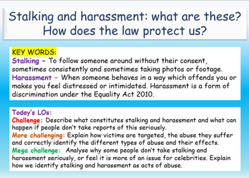 Stalking + Sexual Harassment | Teaching Resources
