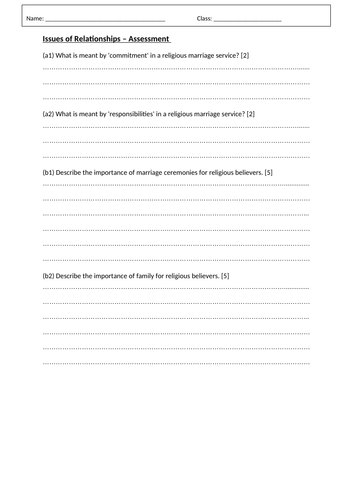 EDUQAS - Issues of Relationships Mid Point Assessment (new spec ...