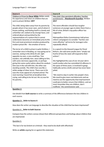 AQA Language Paper 2 - Mini mock and Powerpoint guide | Teaching Resources