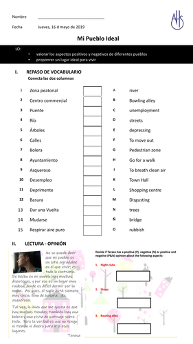 El Pueblo Ideal - Spanish Town - Where I live KS4 KS3 | Teaching Resources
