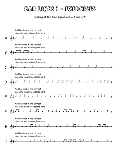 Introduction to Bar Lines | Teaching Resources
