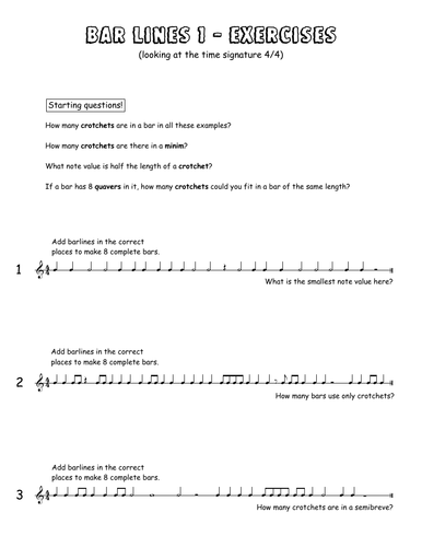 Introduction to Bar Lines | Teaching Resources