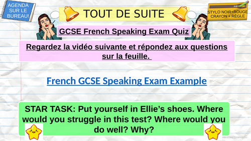 GCSE French Speaking Preparation Lesson | Teaching Resources