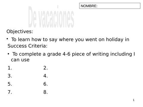 LAS VACACIONES | Teaching Resources