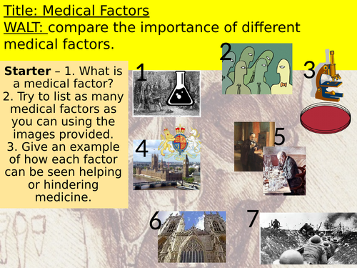 Edexcel History. Medical Factors | Teaching Resources