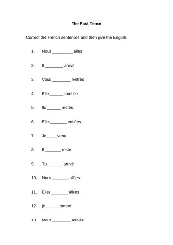 Past tense exercise to compound knowledge of past tense irregular verbs ...