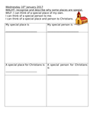 KS1 RE Special Places to Us and Christians Differentiated Worksheets ...