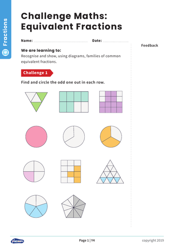 Equivalent Fractions: Y4 – Fractions – Maths Challenge | Teaching Resources