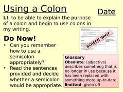 KS3 Basic Literacy: The Colon by shd132 | Teaching Resources