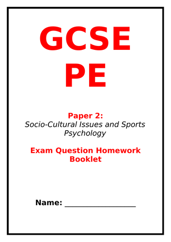 GCSE PE Paper 2 Exam questions revision booklet | Teaching Resources