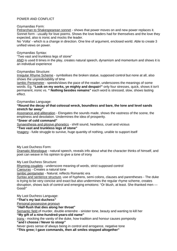 GCSE AQA English Lit Power and Conflict Notes | Teaching Resources