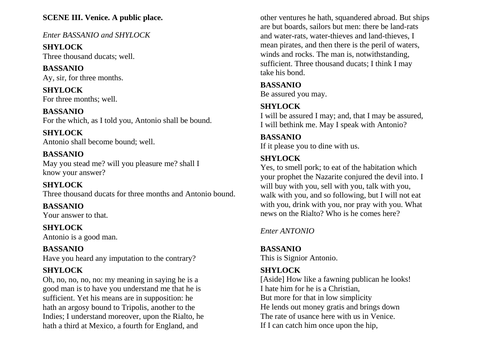 Merchant of Venice KS3 mini schemes | Teaching Resources