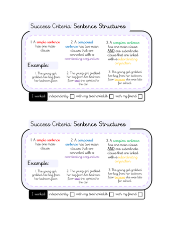 Year 4 English Writing Success Criteria | Teaching Resources