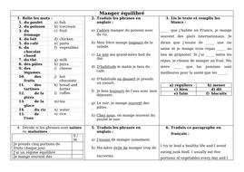 French GCSE manger équilibré: food and healthy diet key vocabulary ...