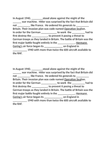 The Battle of Britain | Teaching Resources