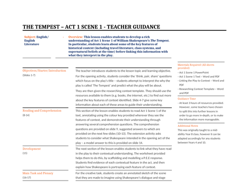 The Tempest - Act 1 Scene 1! | Teaching Resources