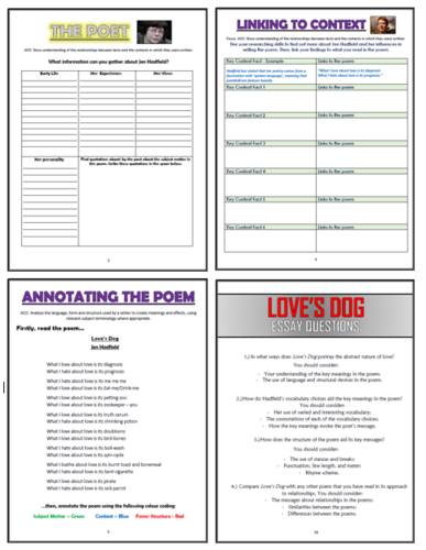 Love's Dog - Comprehension Activities Booklet! | Teaching Resources