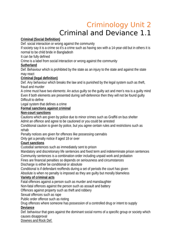 Criminology Unit 2 WJEC | Teaching Resources Criminology Unit 2 WJEC | Teaching Resources