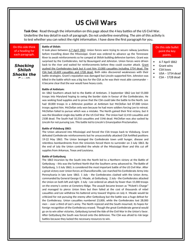 Key Battles of the US Civil War | Teaching Resources