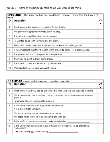 SPaG Ninja - Ten minute revision tests. | Teaching Resources