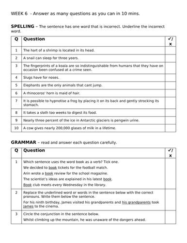 SPaG Ninja - Ten minute revision tests. | Teaching Resources
