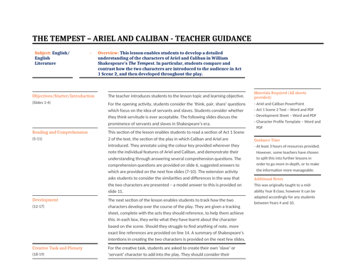 The Tempest - Ariel and Caliban! | Teaching Resources