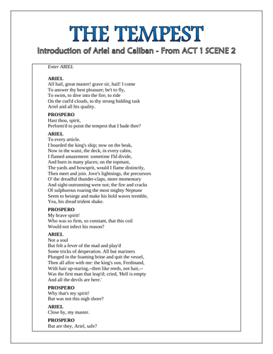 The Tempest - Ariel and Caliban! | Teaching Resources