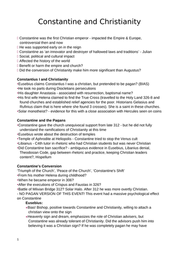 Revision Materials for Constantine | Teaching Resources