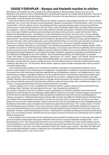 Grade 9 response to attitudes to supernatural in Macbeth | Teaching ...