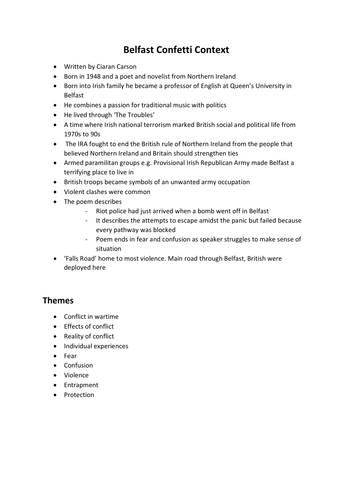 GCSE English Literature 9-1: Edexcel Conflict Poetry - Context for all ...