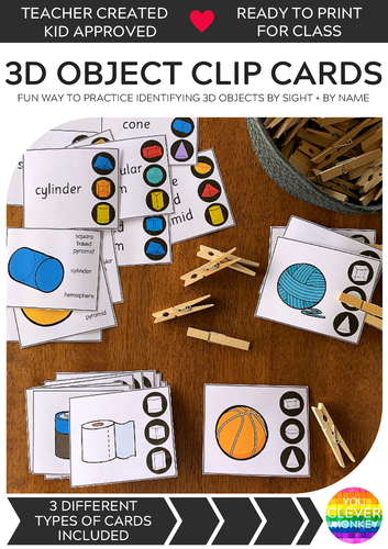 3D Shape Clip Card Pack | Teaching Resources