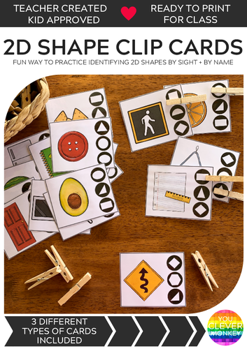 2D Shape Clip It Cards | Teaching Resources