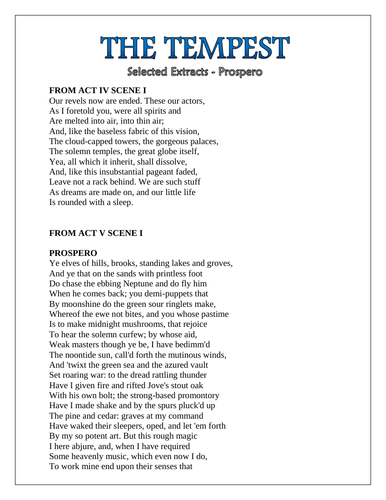 The Tempest - Prospero! | Teaching Resources
